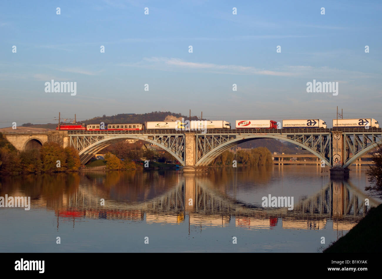 Railway bridge on Drava river Maribor Slovenia Stock Photo - Alamy