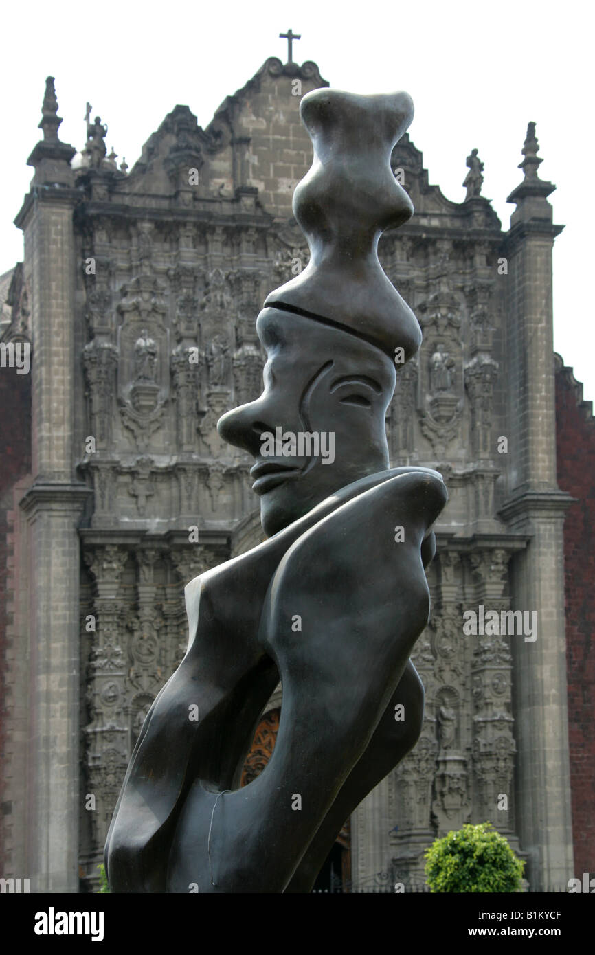 Modern Statue Outside The Metropolitan Cathedral, Zocalo Square, Plaza ...