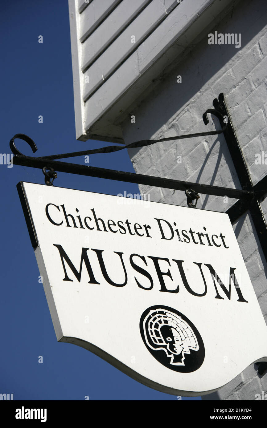 City of Chichester, England. Sign above the former 18th century corn ...