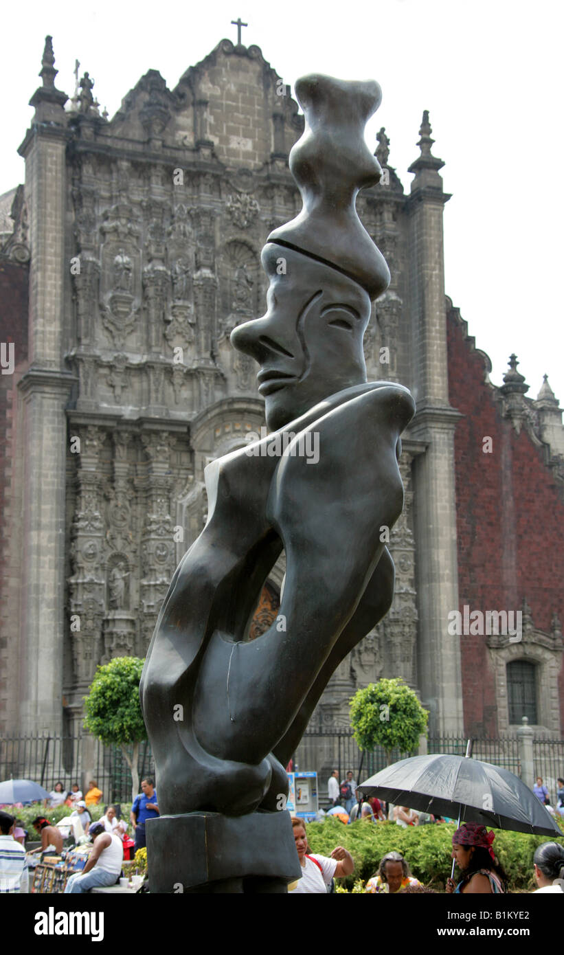 Modern Statue Outside The Metropolitan Cathedral, Zocalo Square, Plaza ...