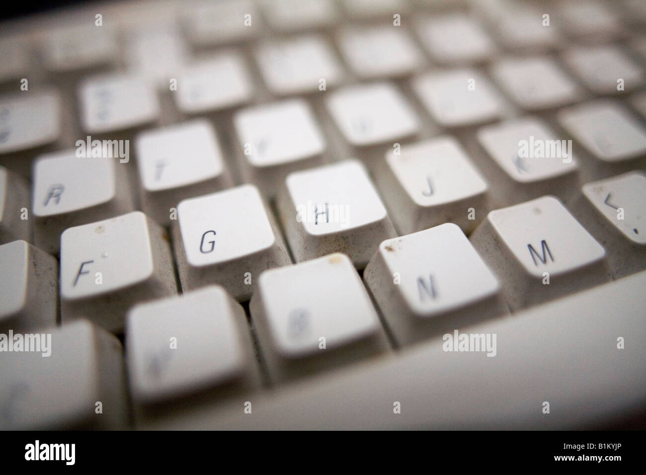 Dirty computer keyboard letters F, G, H and M Stock Photo - Alamy