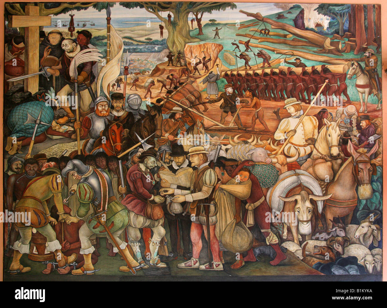 Mural in the National Palace Depicting Life in Ancient Aztec ...