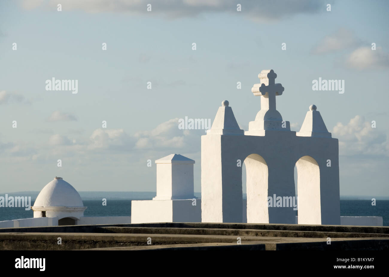 Fort of São João on Ibo island. Here the top of the christian church ...