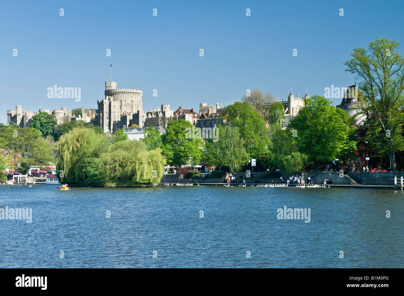 Windsor Castle seen from Eton Meadows across the River Thames Windsor ...