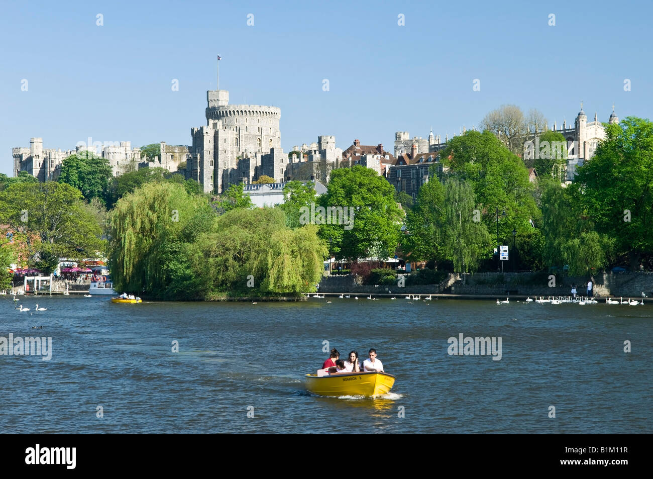 Windsor Castle seen from Eton Meadows across the River Thames Windsor ...