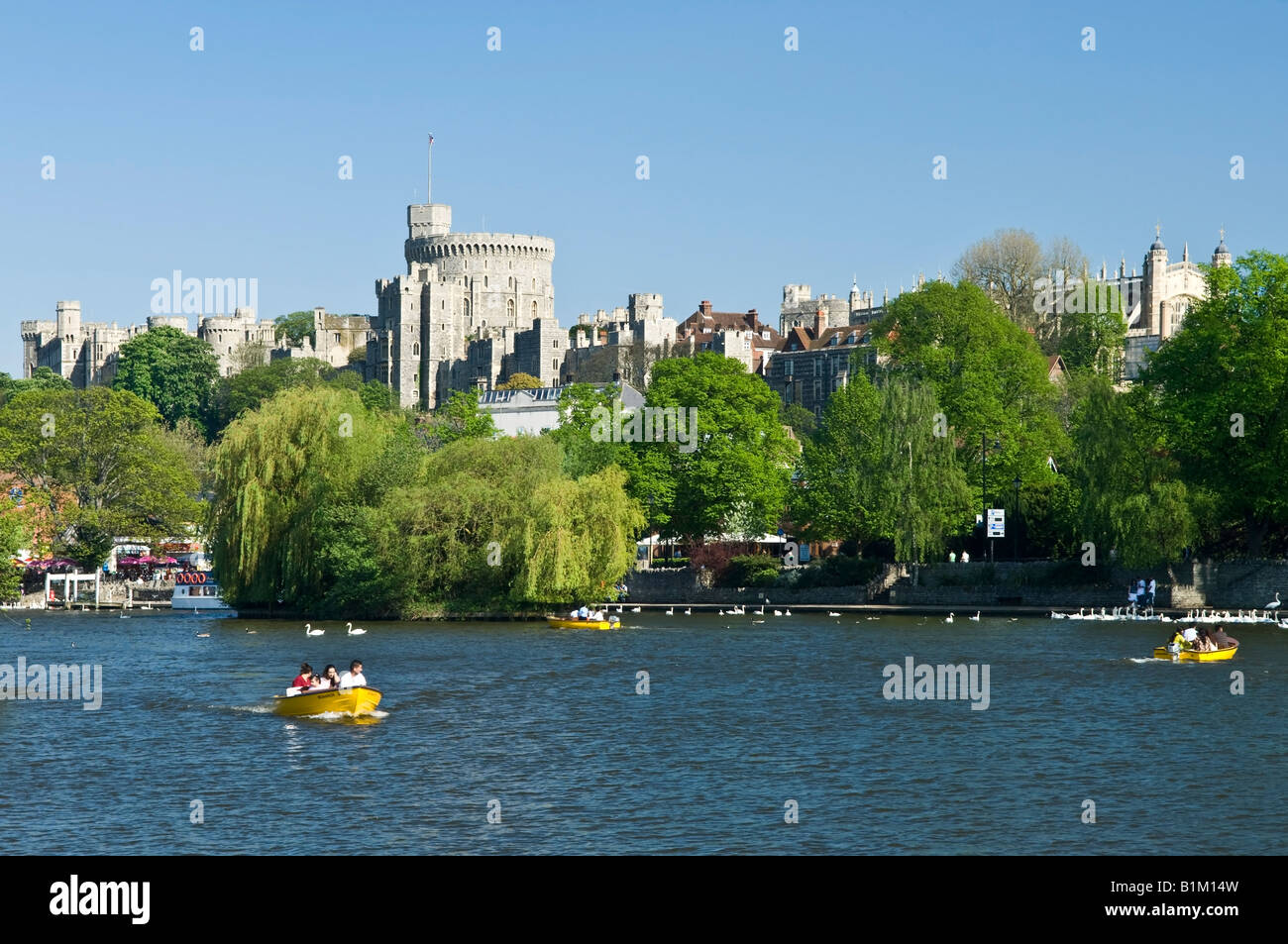 Windsor Castle seen from Eton Meadows across the River Thames Windsor ...