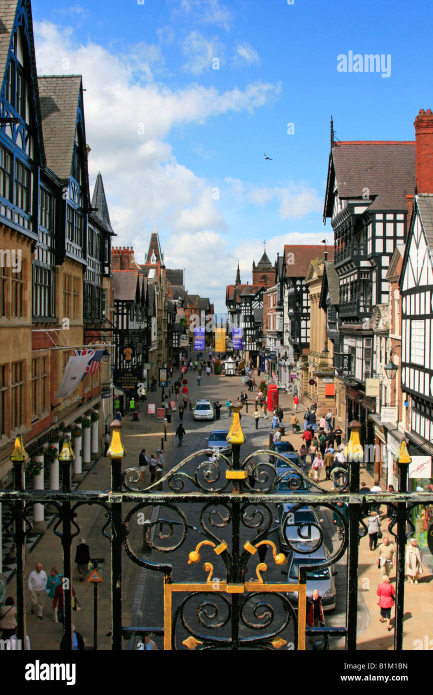 from eastgate clock stone arch city of chester, town centre shopping ...