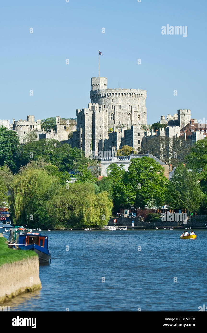 Windsor Castle seen from Eton Meadows across the River Thames Windsor ...