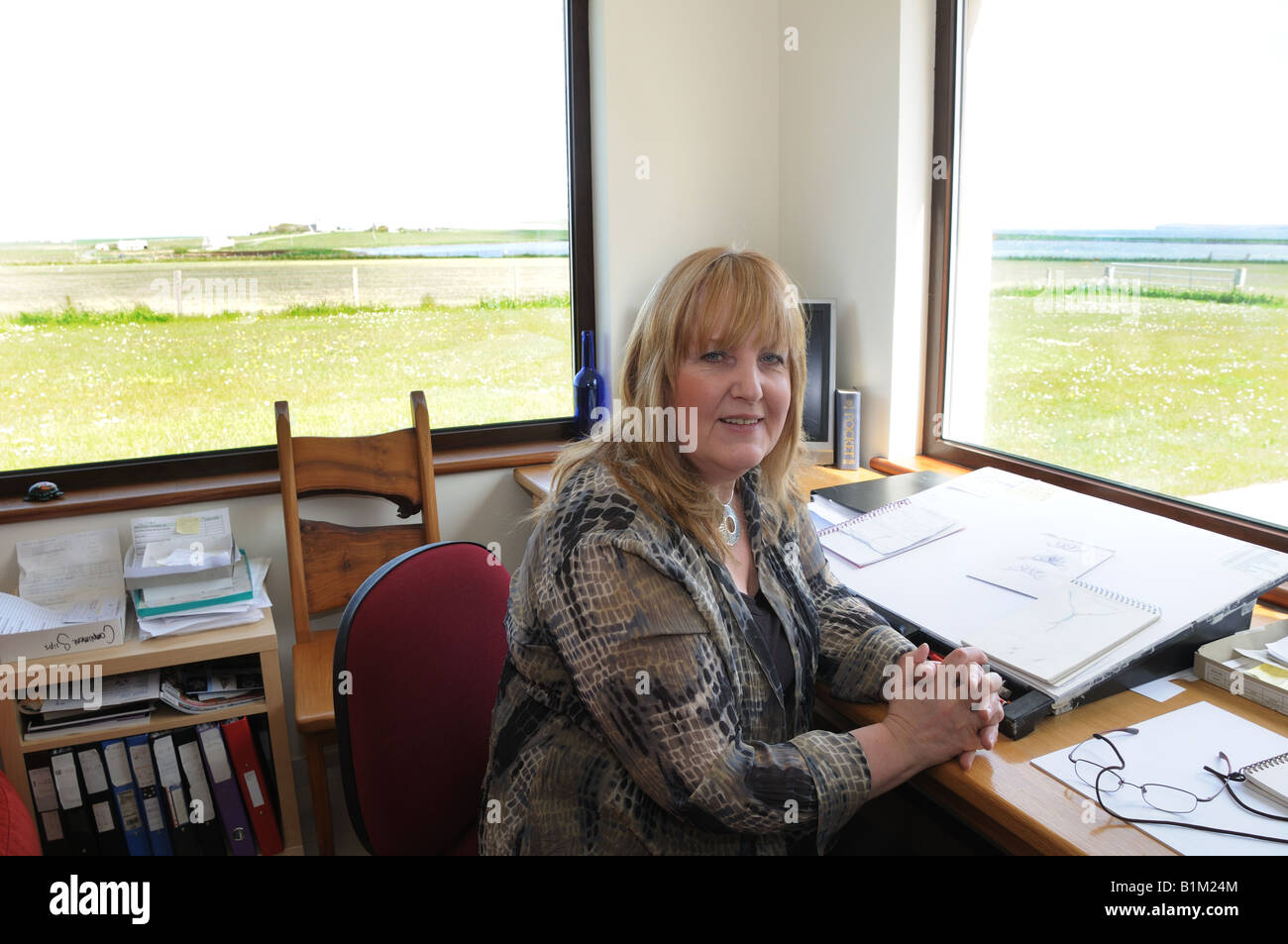 Orkney jewelry designer Sheila Fleet in her office Stock Photo - Alamy