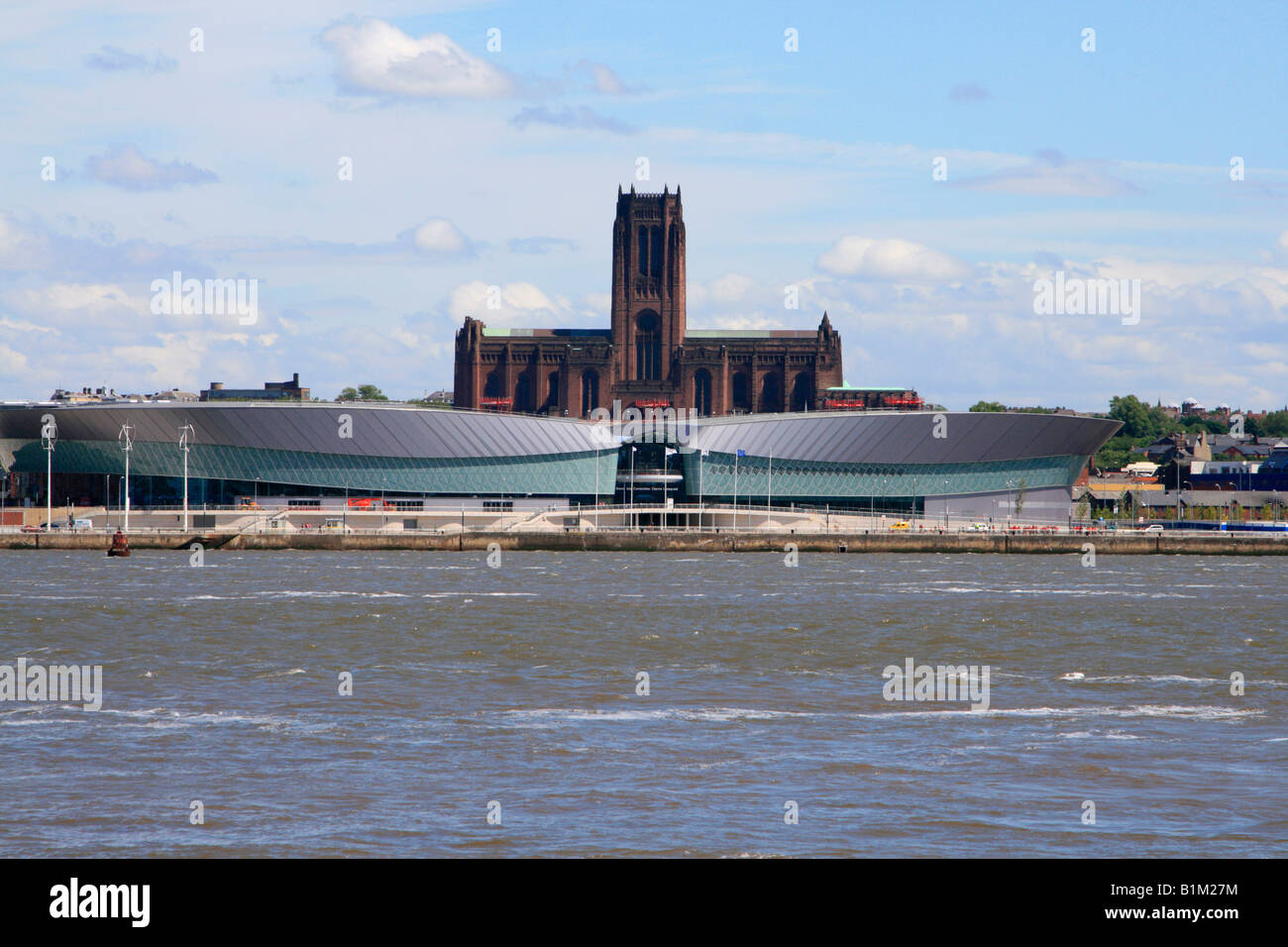 View from Birkenhead across the river mersey new arena cathedral beyond ...
