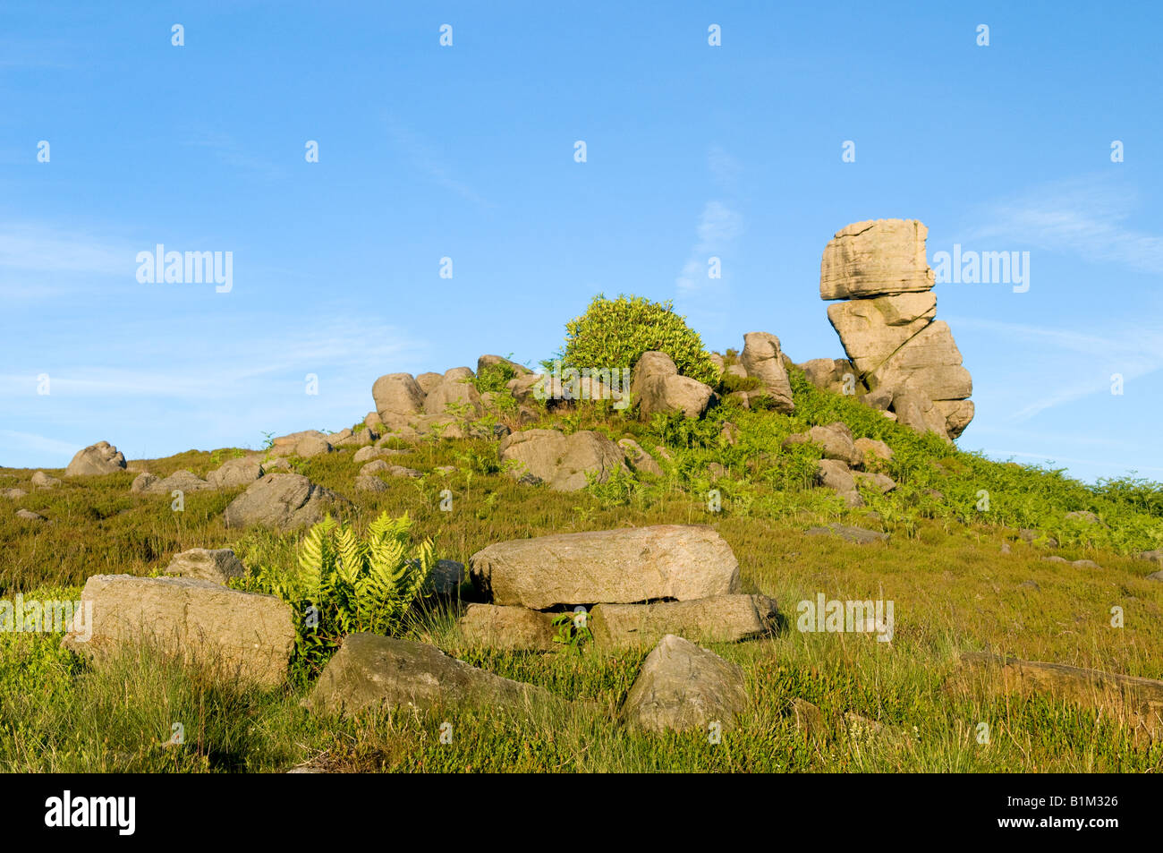 "Head Stone" gritstone rock formation in Derbyshire Great Britain Stock ...