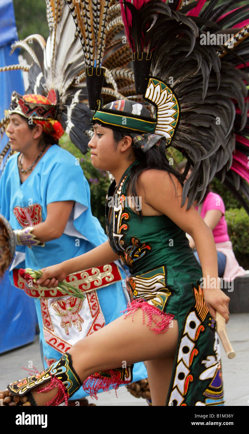 Young Mexican Woman Dancing in an Aztec Costume, Zocalo Square, Plaza ...
