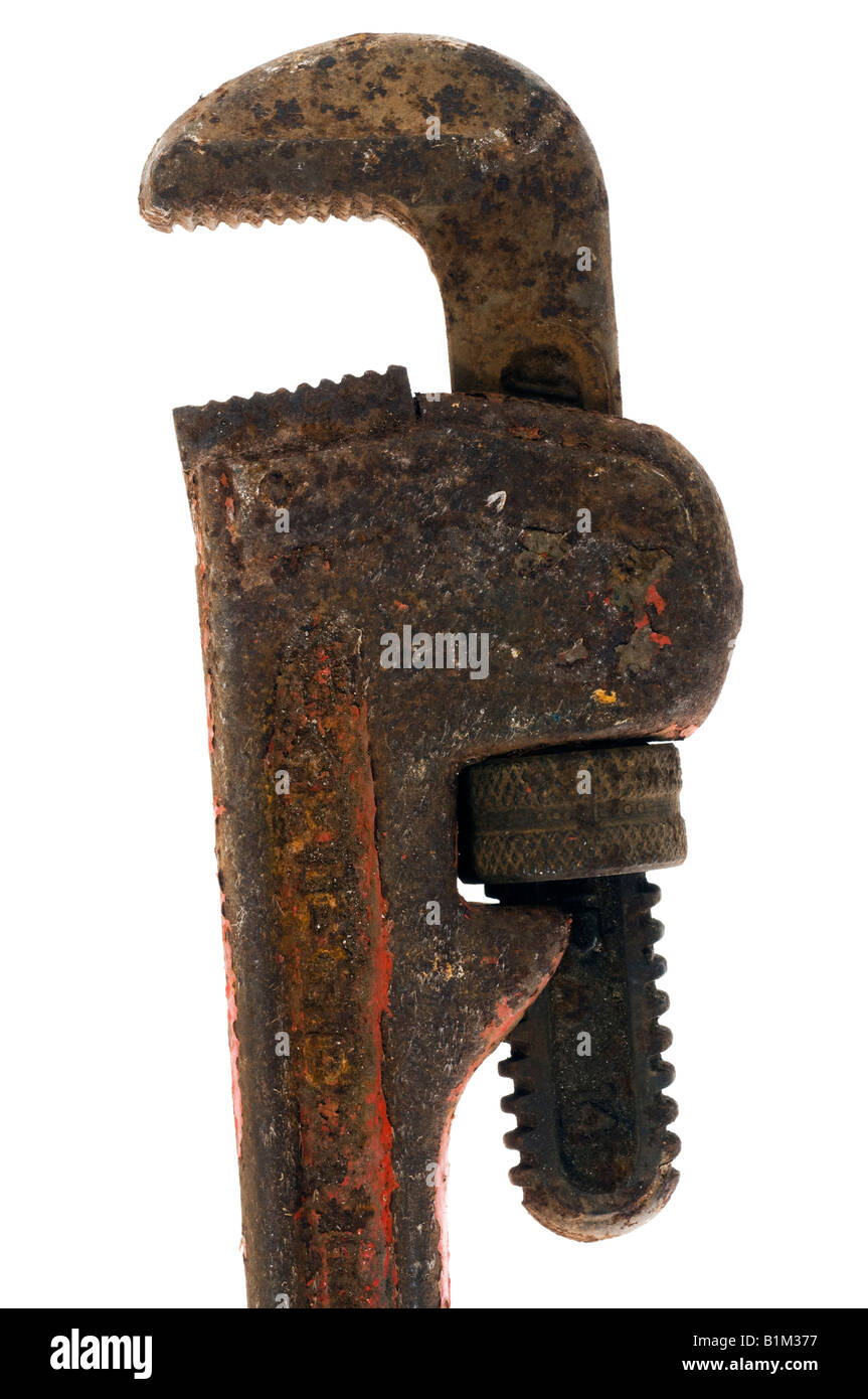 Old rusty stilsons pipe wrench Stock Photo - Alamy
