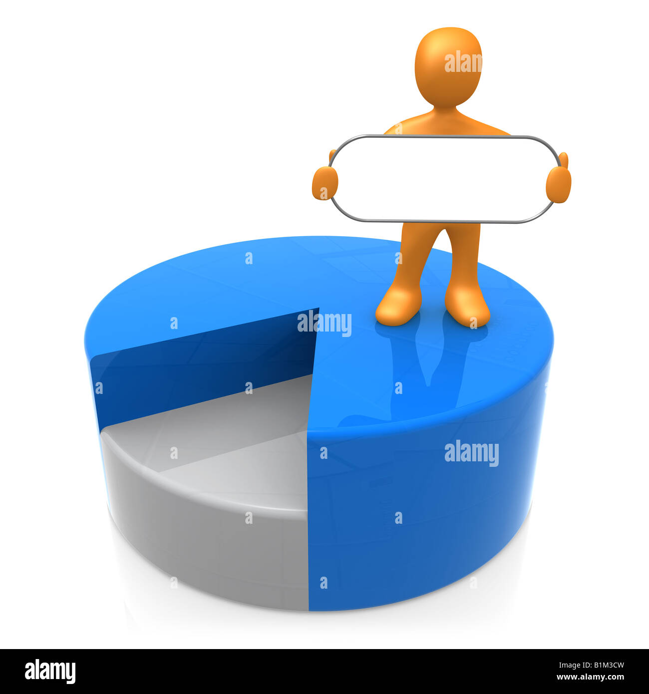 Percentage graph with person on it holding an empty sign Stock Photo ...