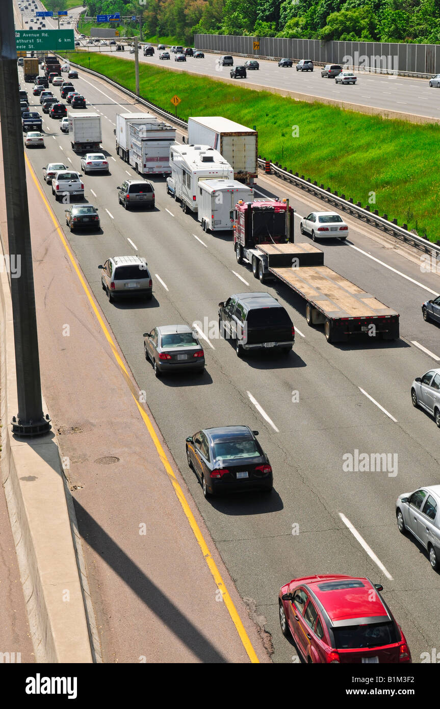Busy multi lane highway in a big city Stock Photo - Alamy