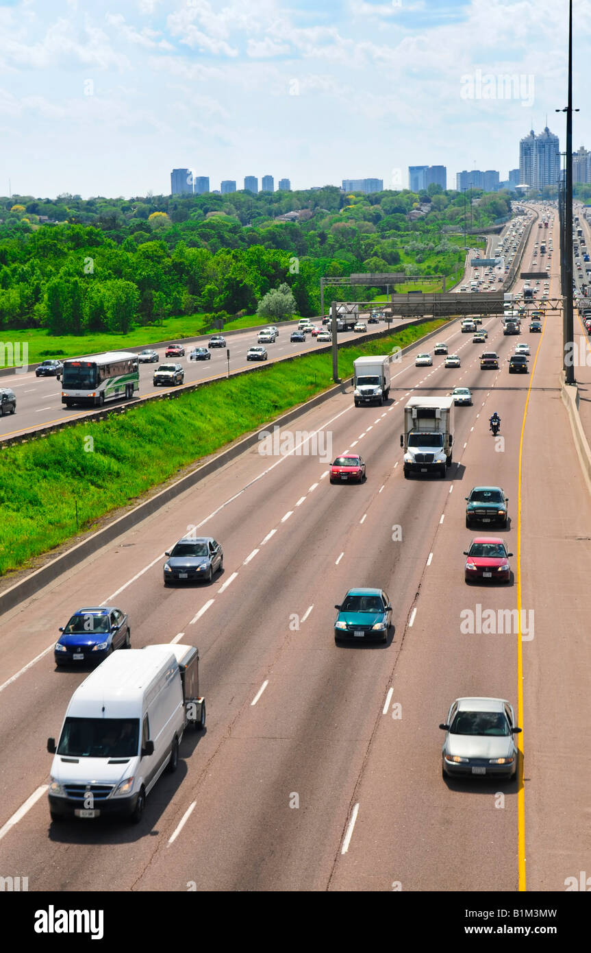 Busy multi lane highway in a big city Stock Photo - Alamy