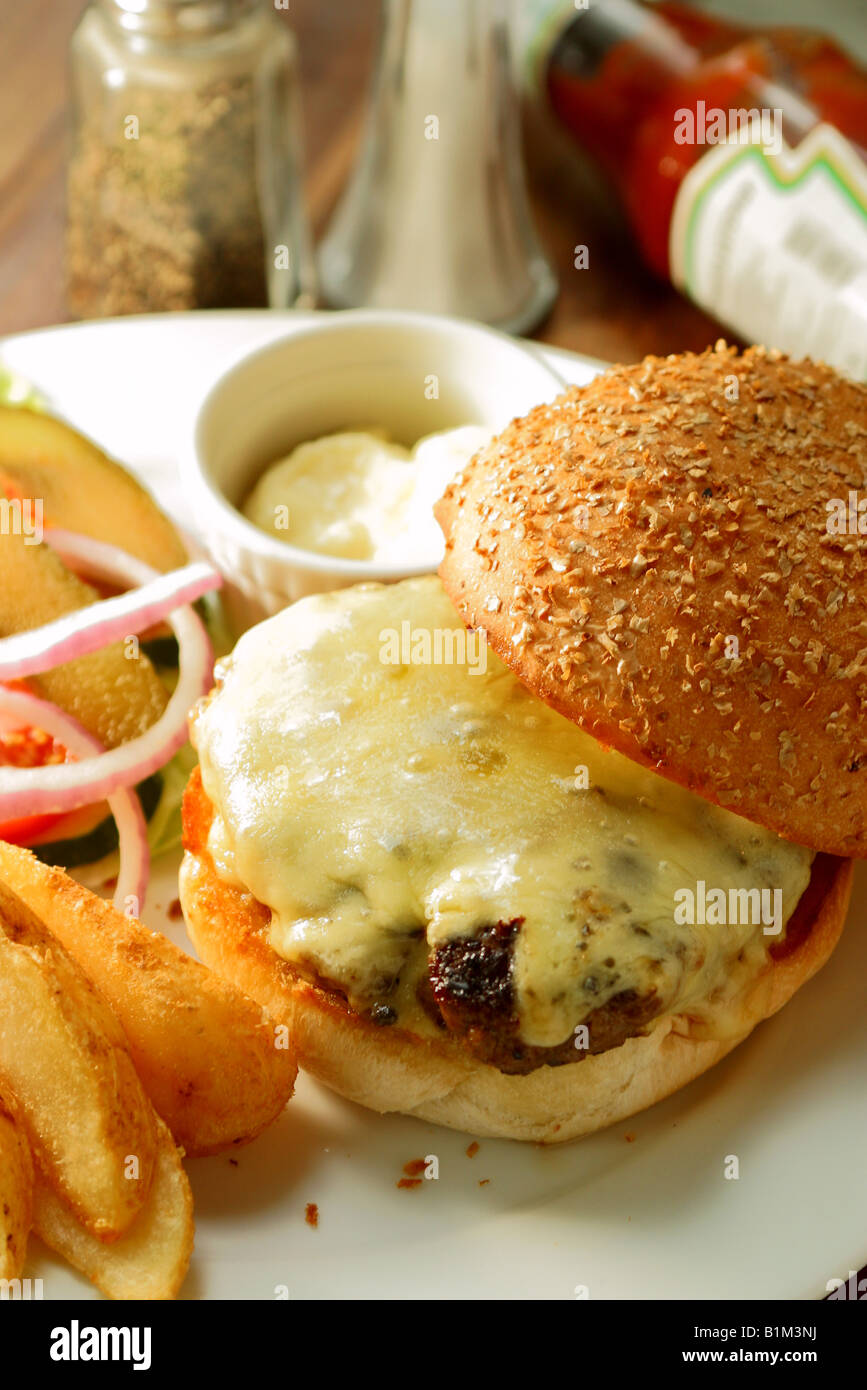 burger cheese food potato chip Stock Photo - Alamy
