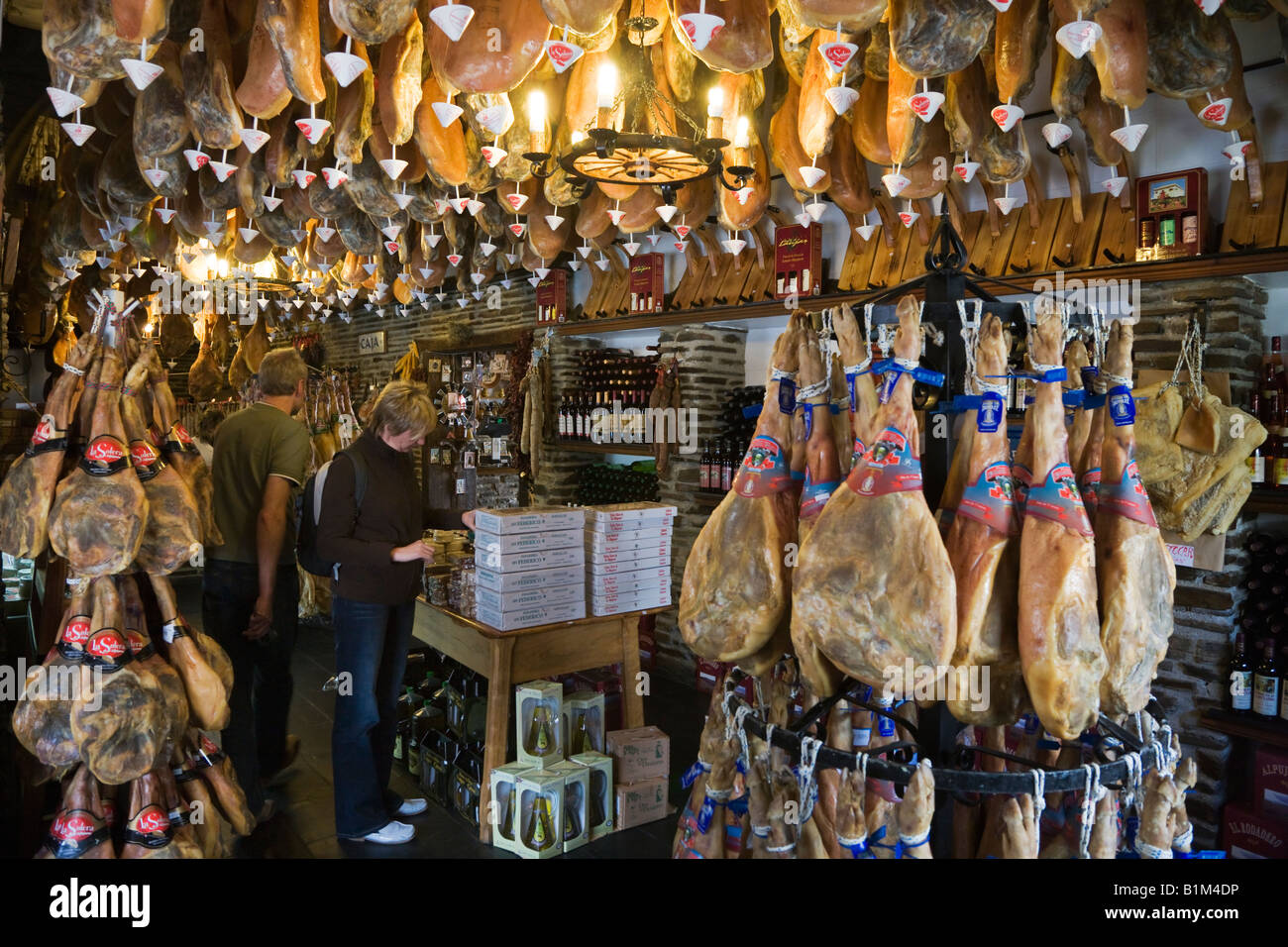 Trevélez La Alpujarra Granada Province Spain La Solera ham shop Stock ...