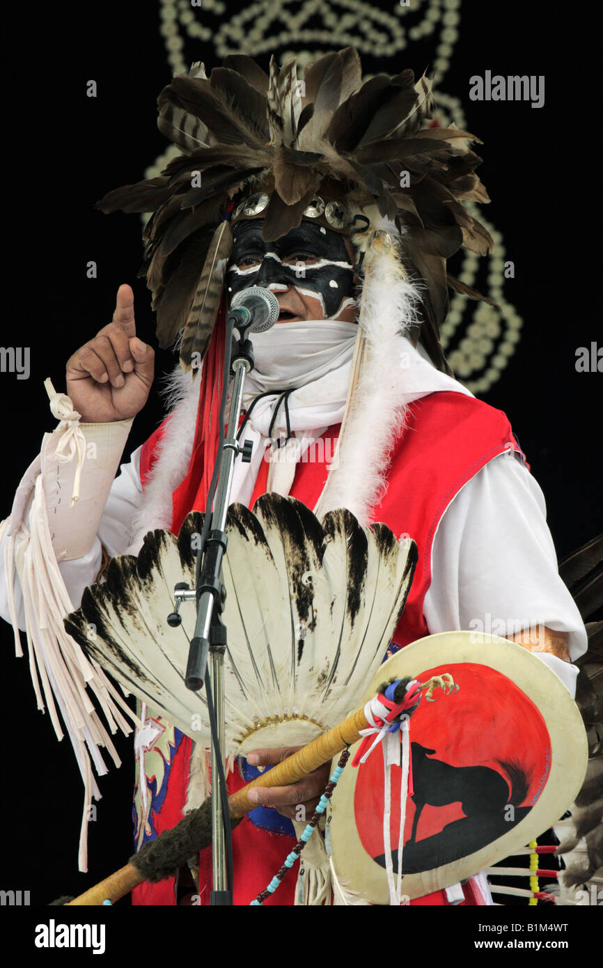 Native aboriginal chief giving speech- Victoria British Columbia Canada ...