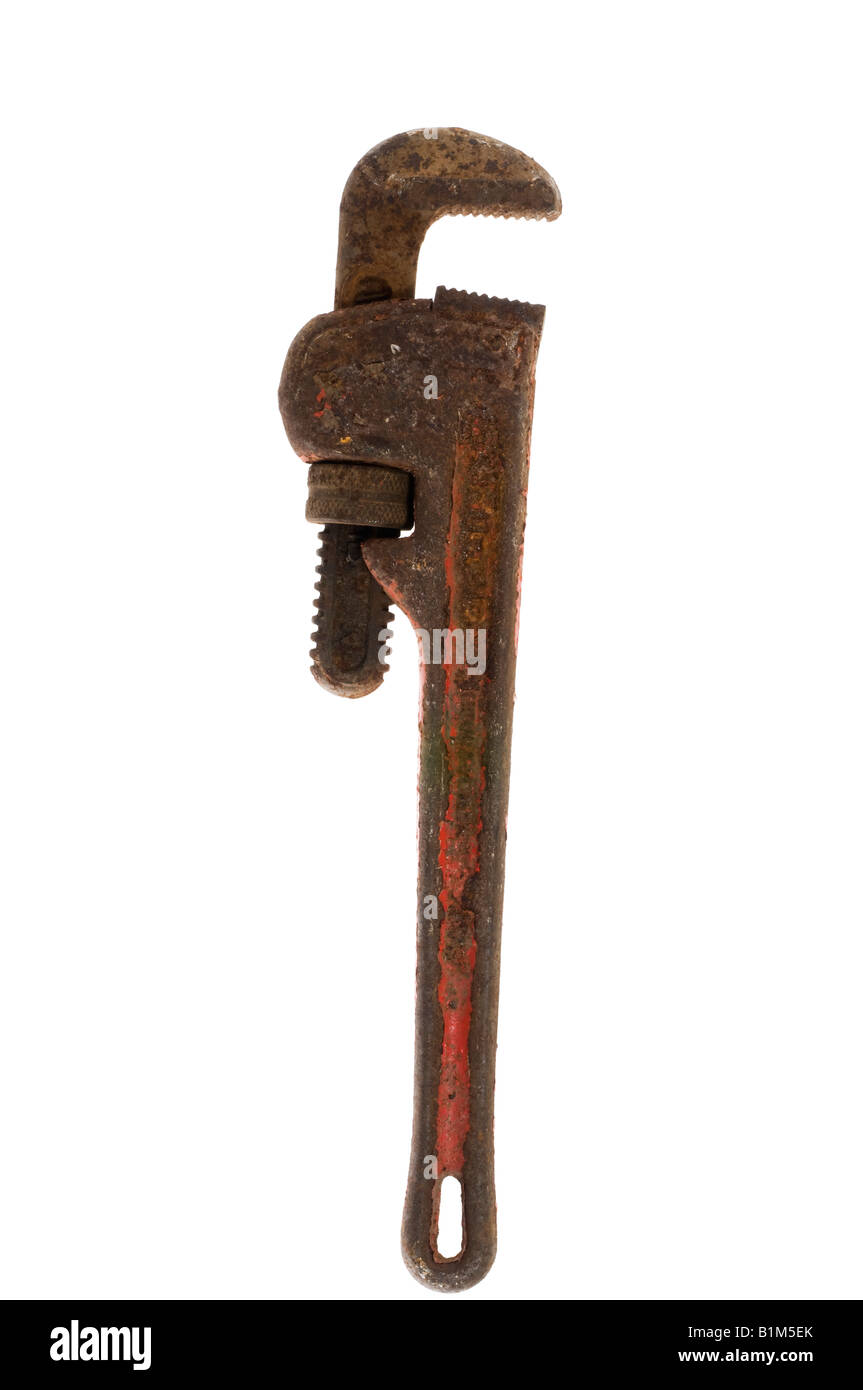 Old rusty stilsons pipe wrench Stock Photo - Alamy