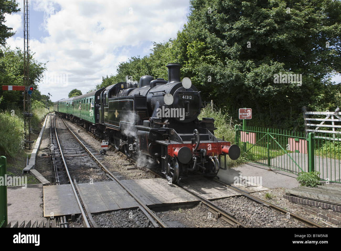Steam Train and Semaphor Signal Stock Photo - Alamy