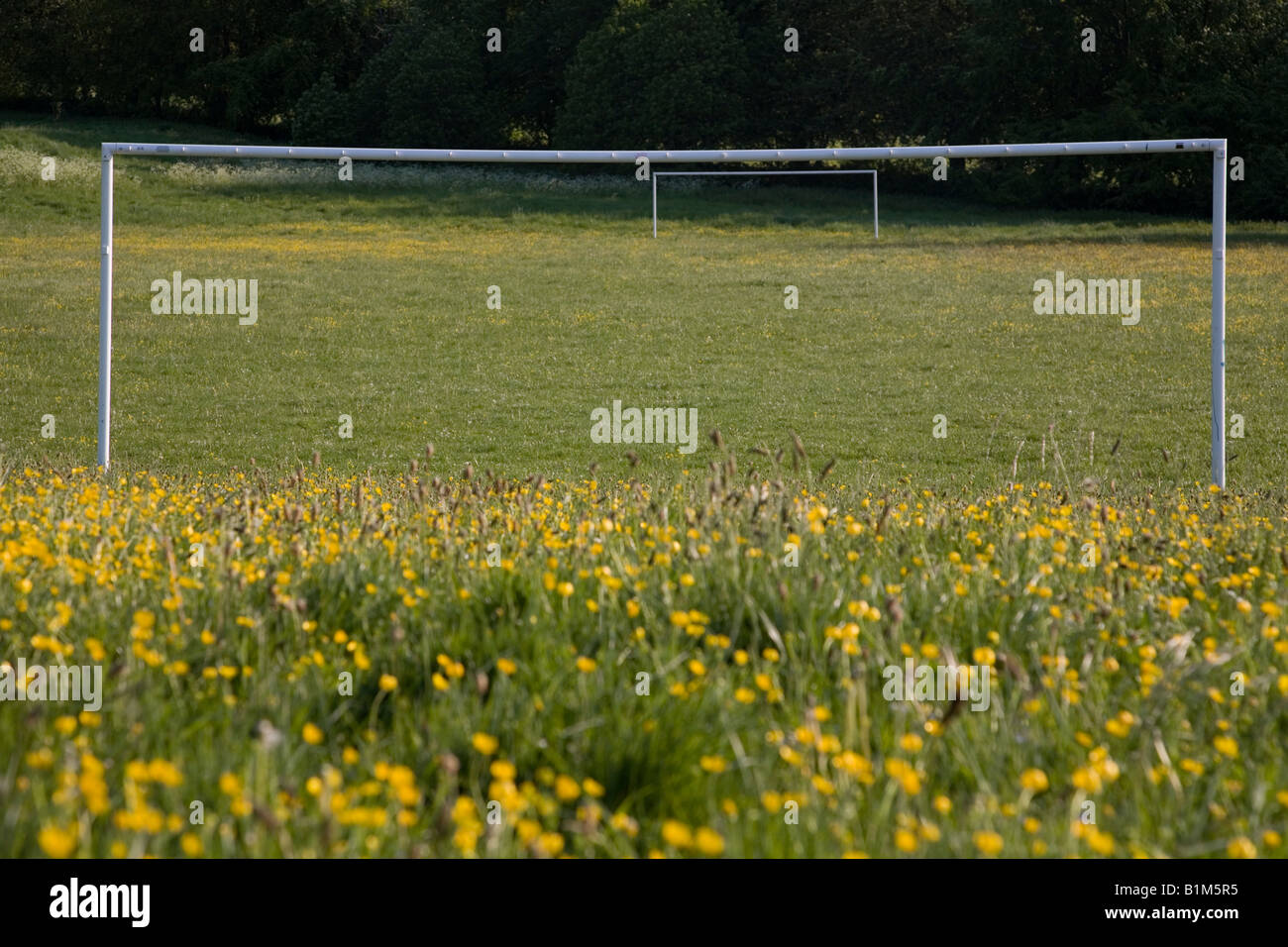Football Pitch and Goal Posts Surrey England Stock Photo - Alamy