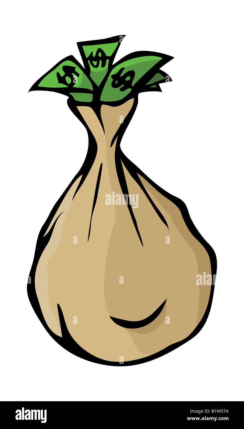 cartoon illustration of a money bag Stock Photo - Alamy