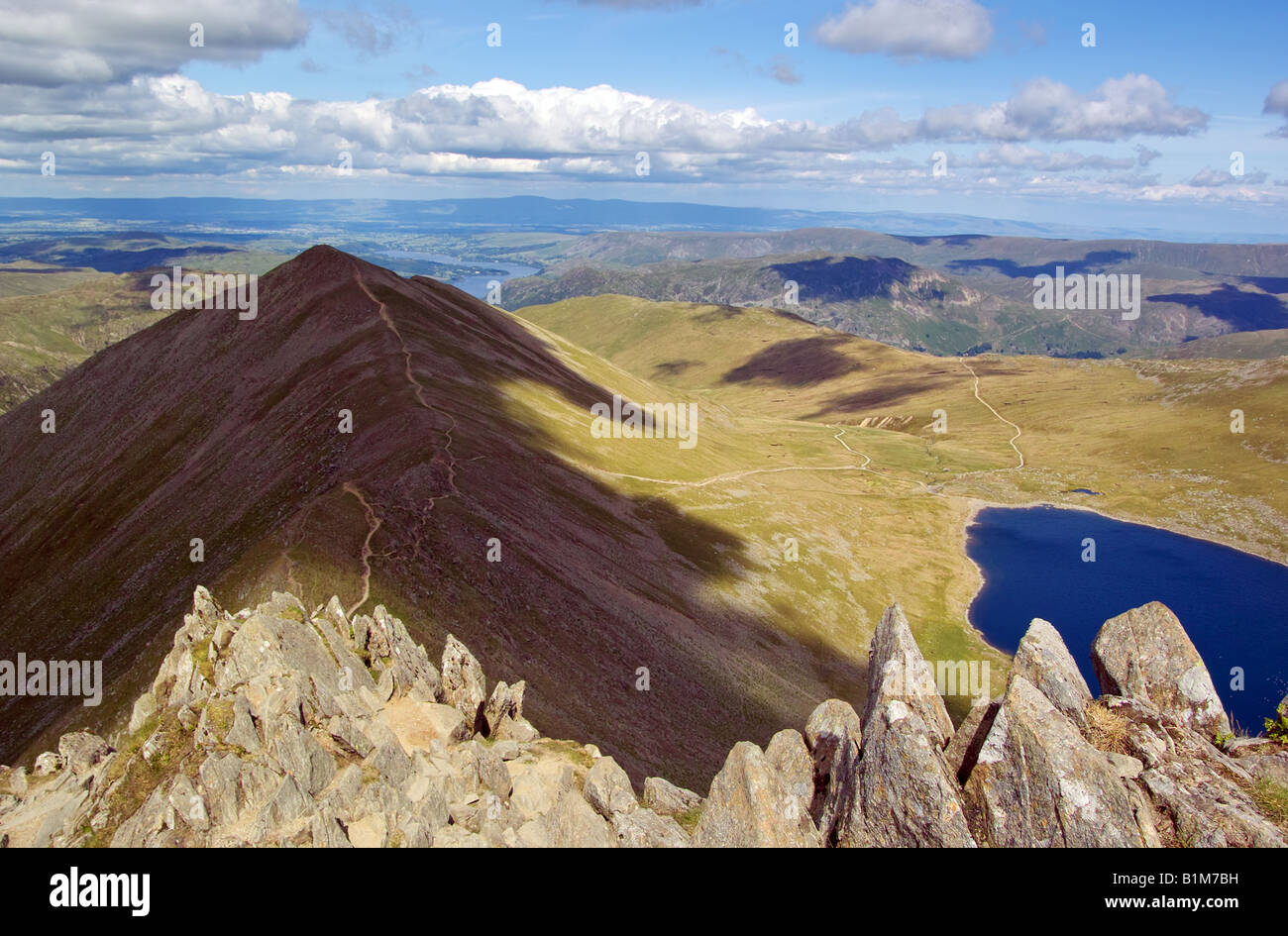 Catstycam and Red Tarn from the summit of Helvellyn, Lake District ...