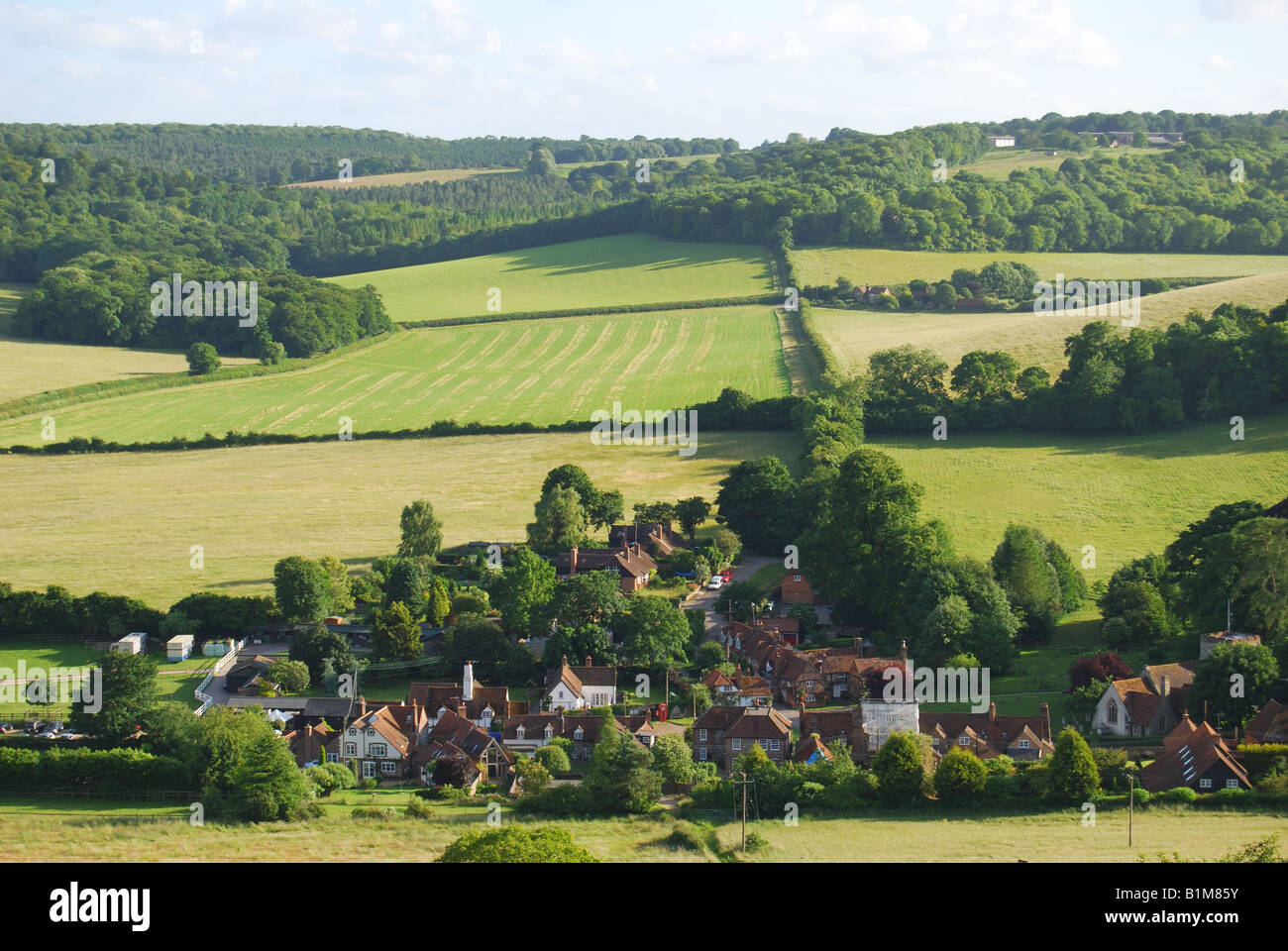 Village from Ibstone hill, Turville, Buckinghamshire, England, United ...