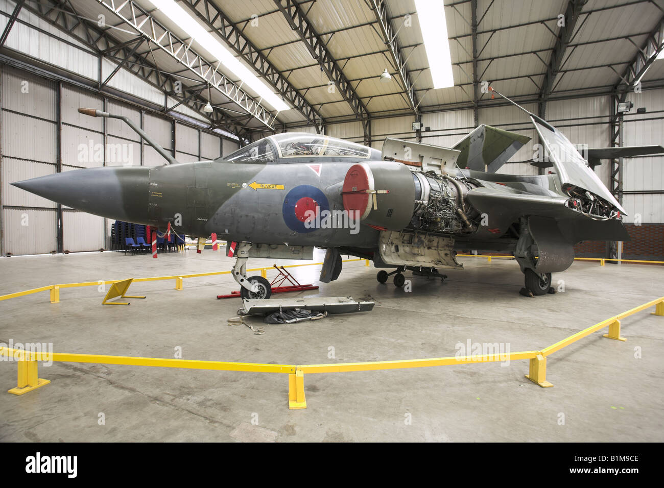 Buccaneer Jet Fighter bomber in Hangar Stock Photo - Alamy