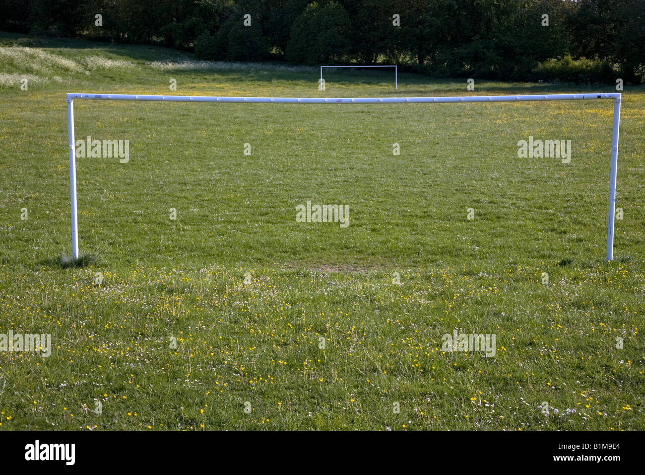 Football Pitch and Goal Posts Surrey England Stock Photo - Alamy