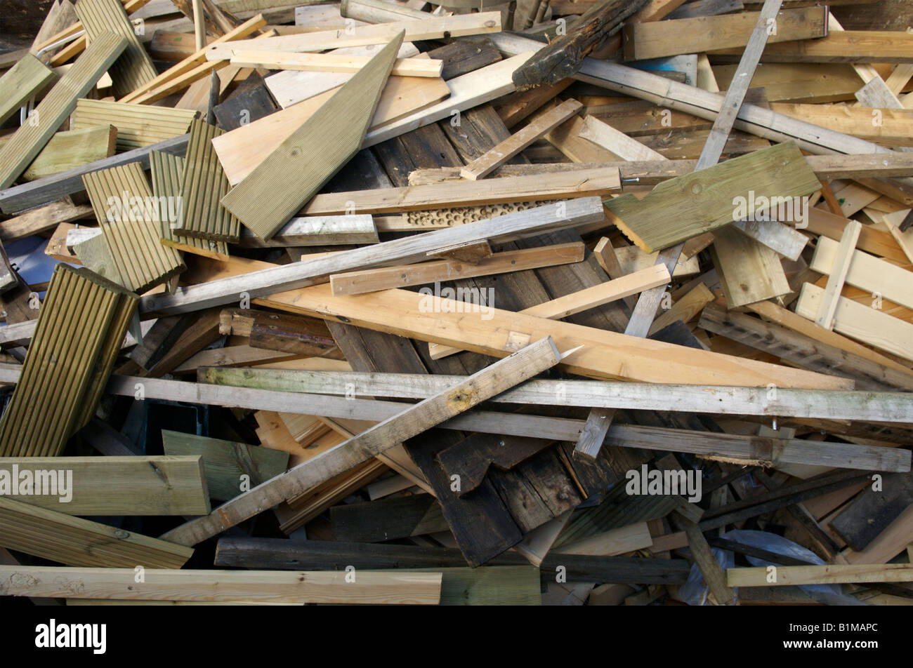 Waste wood at a recycling centre Stock Photo - Alamy