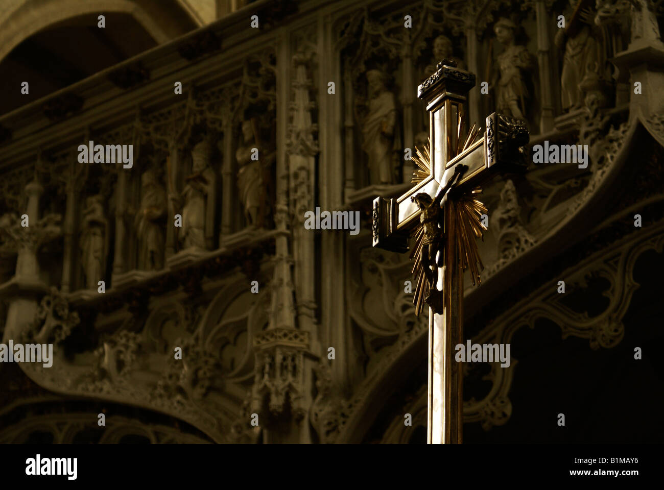 Catholic cross with Jesus, indoor Stock Photo - Alamy