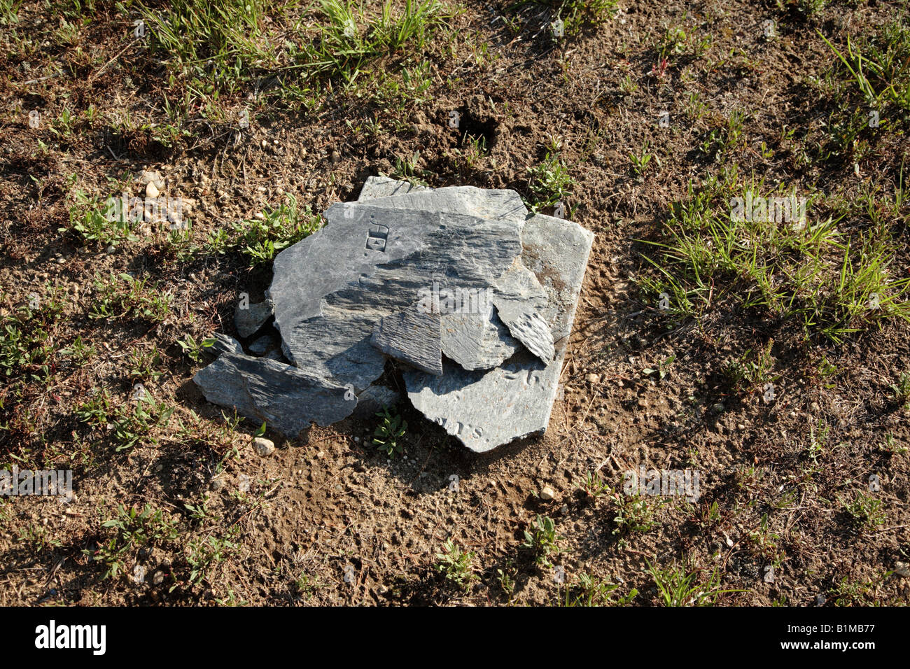 Cracked headstone in a New England graveyard Stock Photo - Alamy