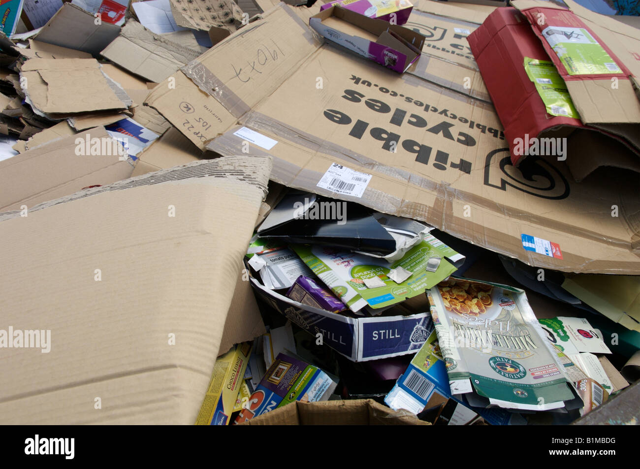 Cardboard at a recycling centre Stock Photo - Alamy