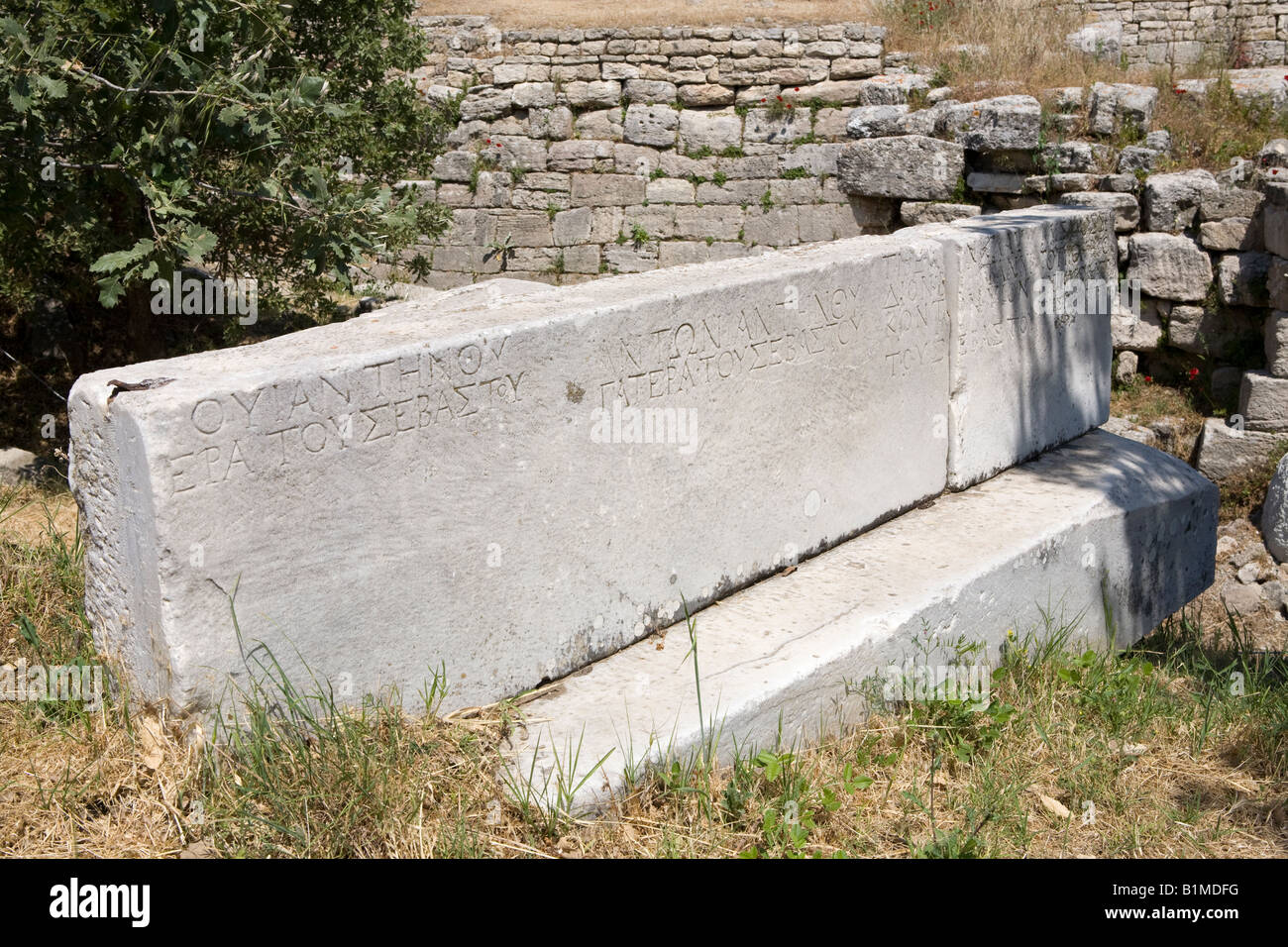Inscribed blocks at Troy on the Aegean Coast of Turkey Stock Photo - Alamy