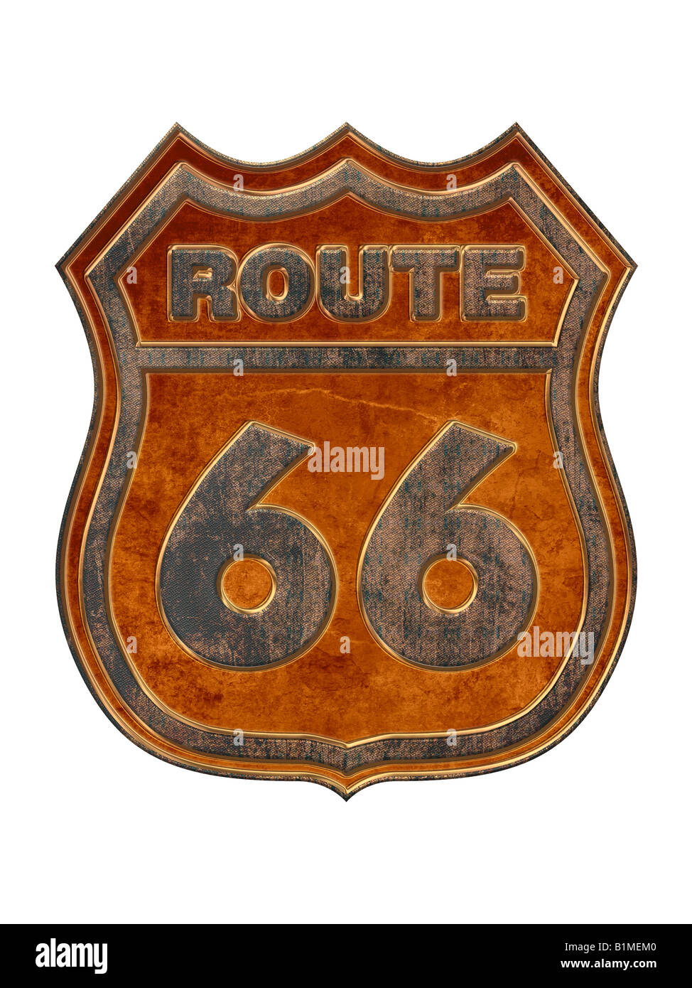 Route 66 sign, isolated against white background. Old, rusty, grunge ...