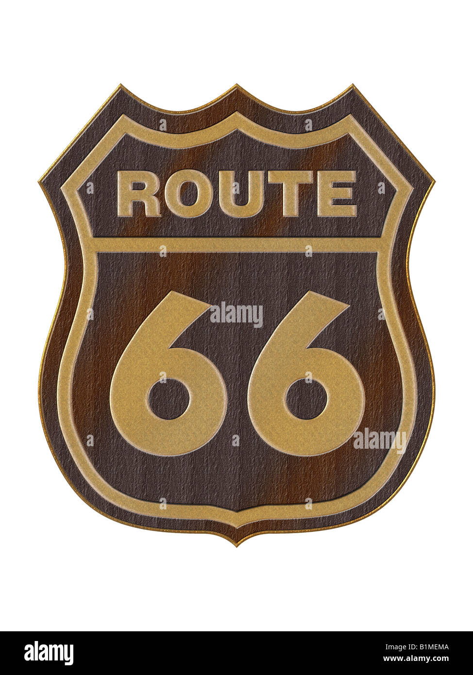Route 66 sign, isolated against white background. Old, aged, rusty ...