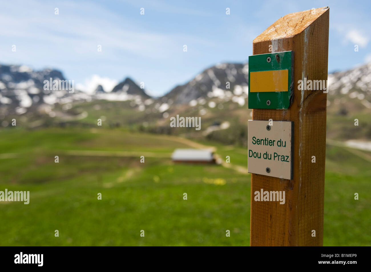 walking trail sign french alps Stock Photo - Alamy