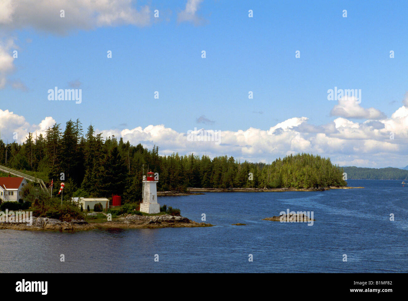 Dryad Point Lighthouse near Bella Bella, Campbell Island, BC, British ...