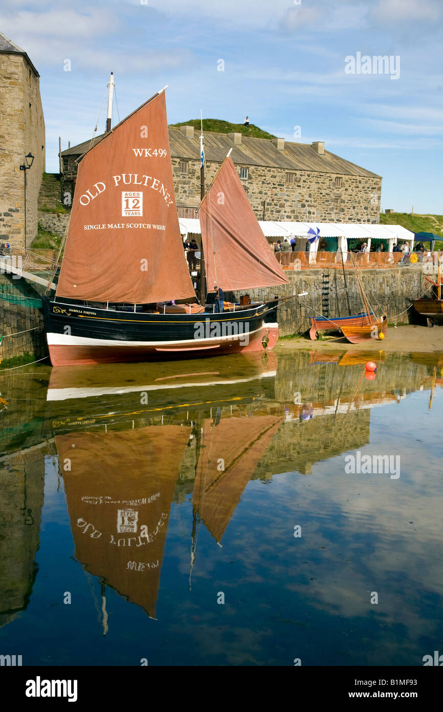 Old Pulteney ship, yacht; Isabella Fortuna sailing traditional Fifie ...