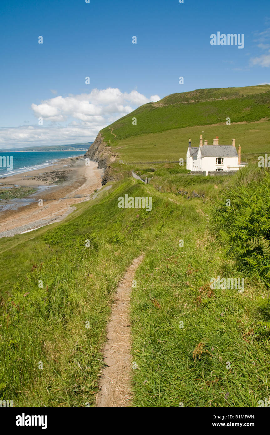 remote house on the Ceredigion Coastal Path at Wallog between ...