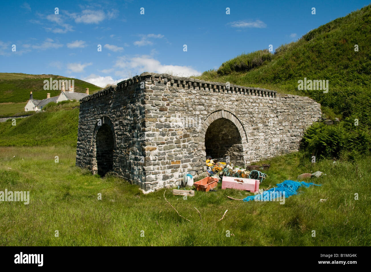 Old lime kiln at Wallog on the Cardigan Bay coast used as a dump for ...