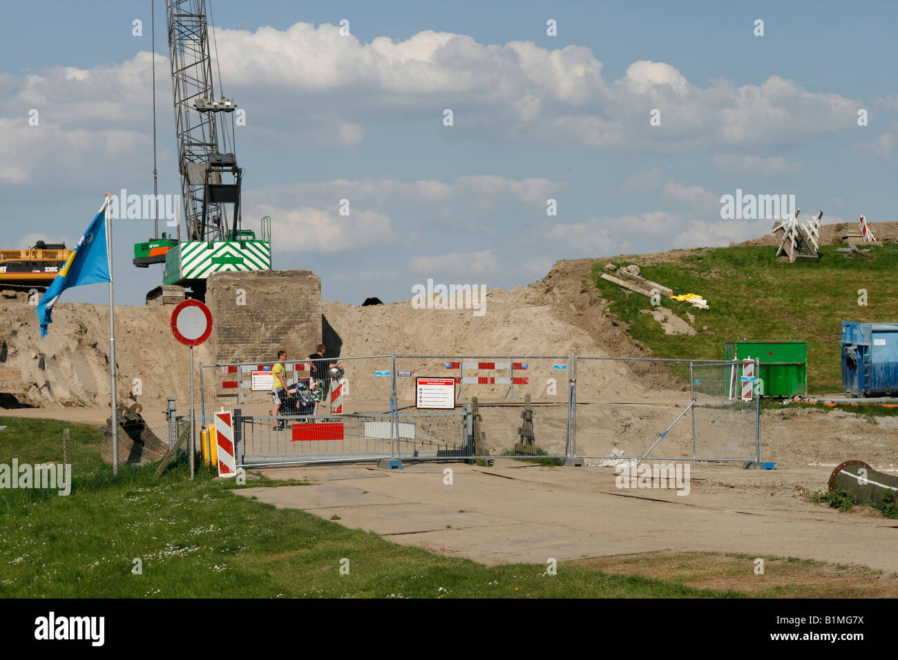 Construction on dyke Stock Photo - Alamy