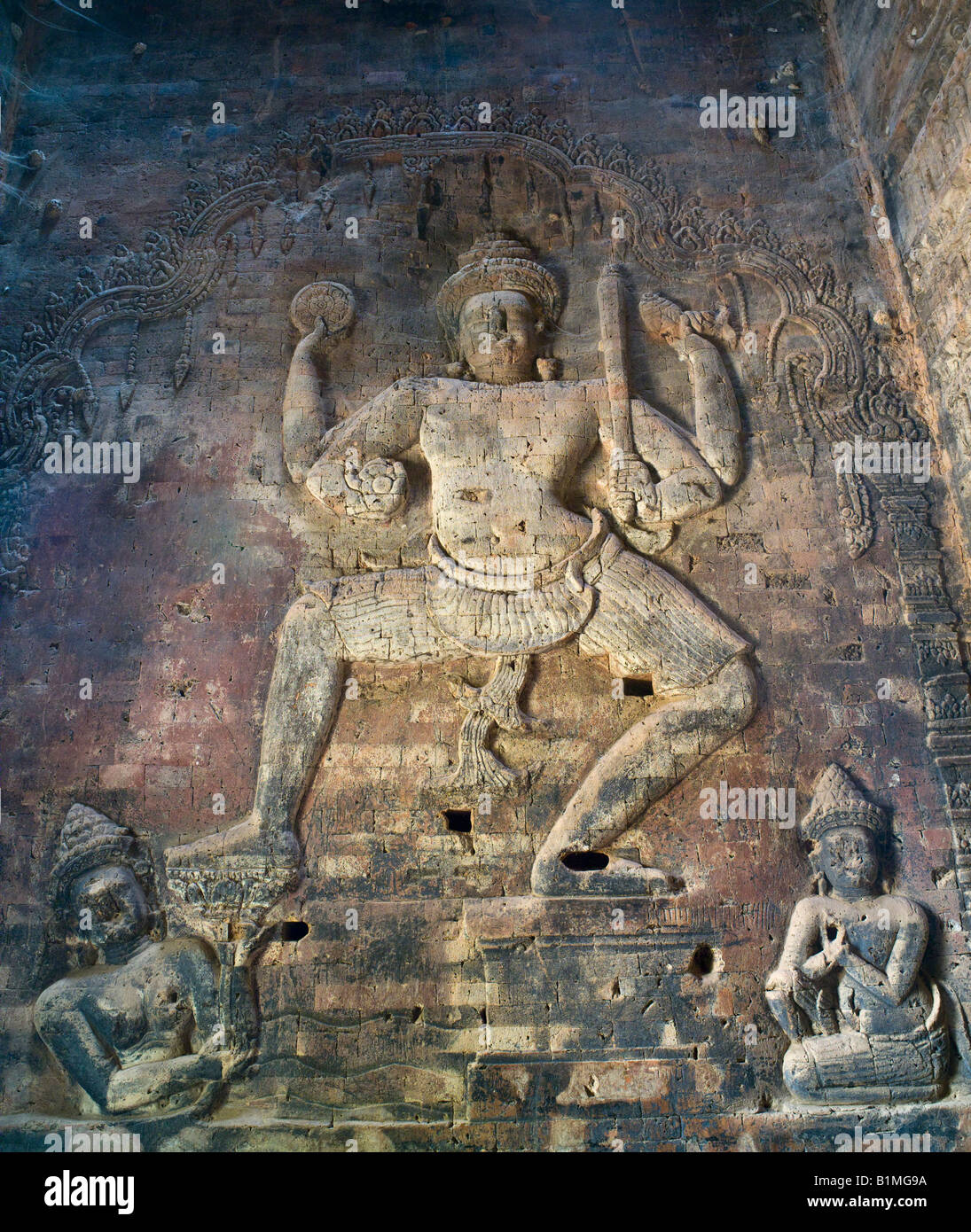 bas relief of Vishnu, Prasat (Prasad) Kravan temple, Angkor, Cambodia ...