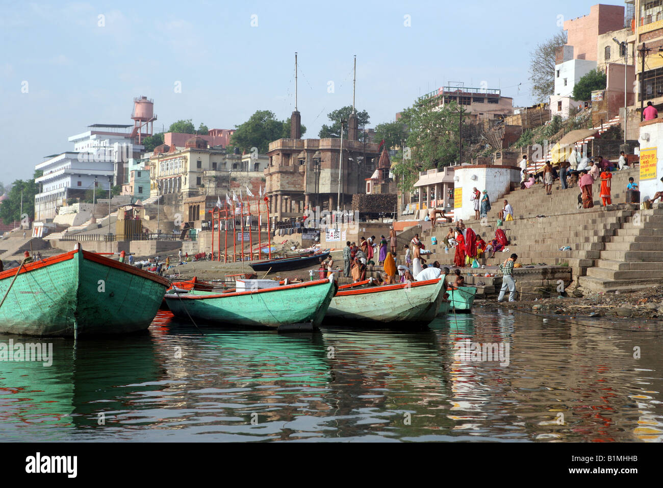 The river bank by the Ganges at the holy city Varanasi Benares Uttar ...
