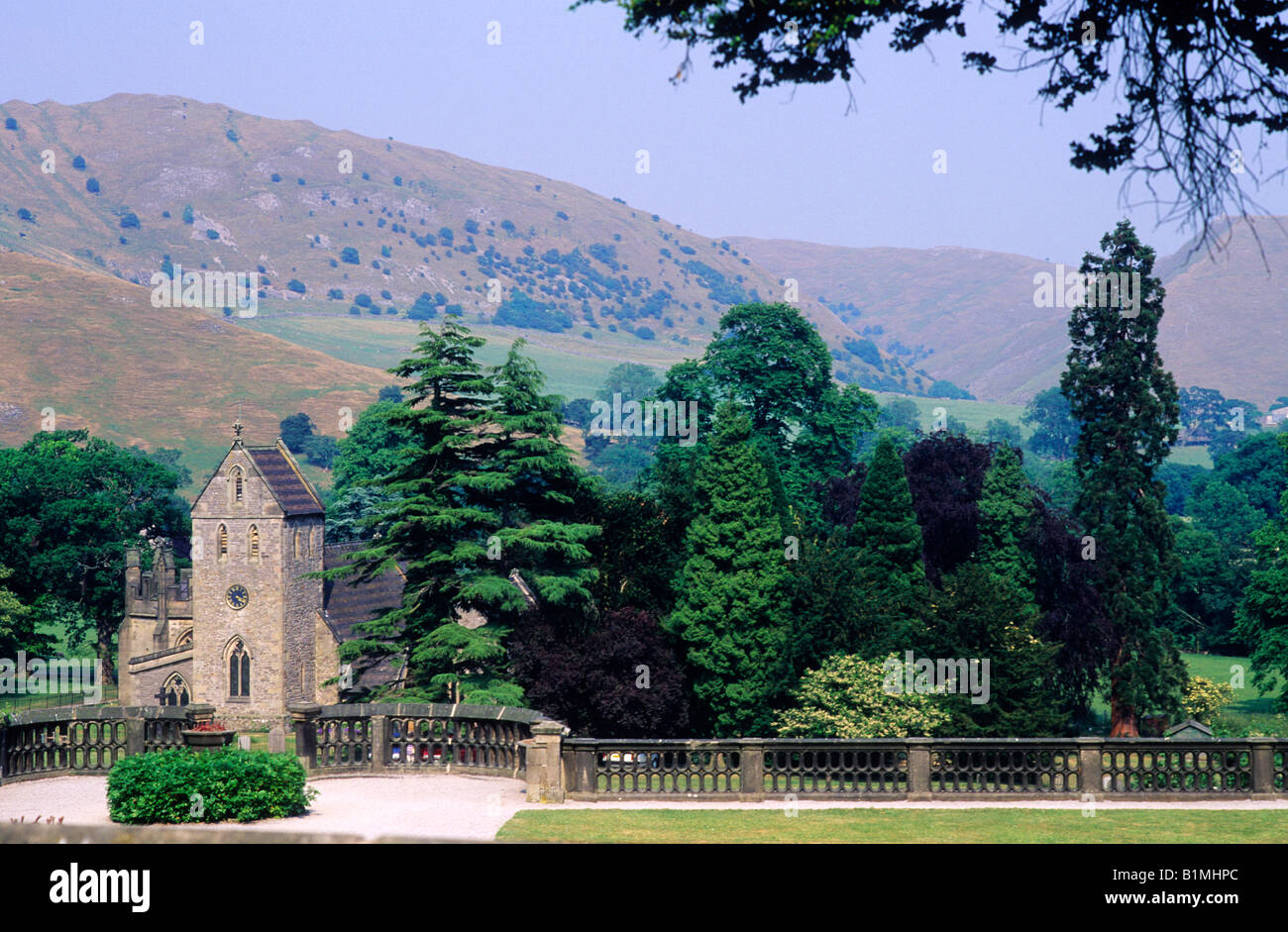 ILAM village St Bernards Church Ilam Park Peak District Derbyshire ...