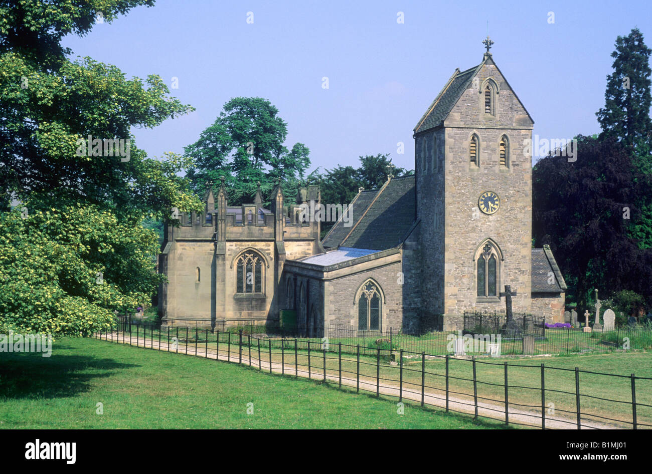 ILAM village St Bernards Church Ilam Park Peak District Derbyshire ...