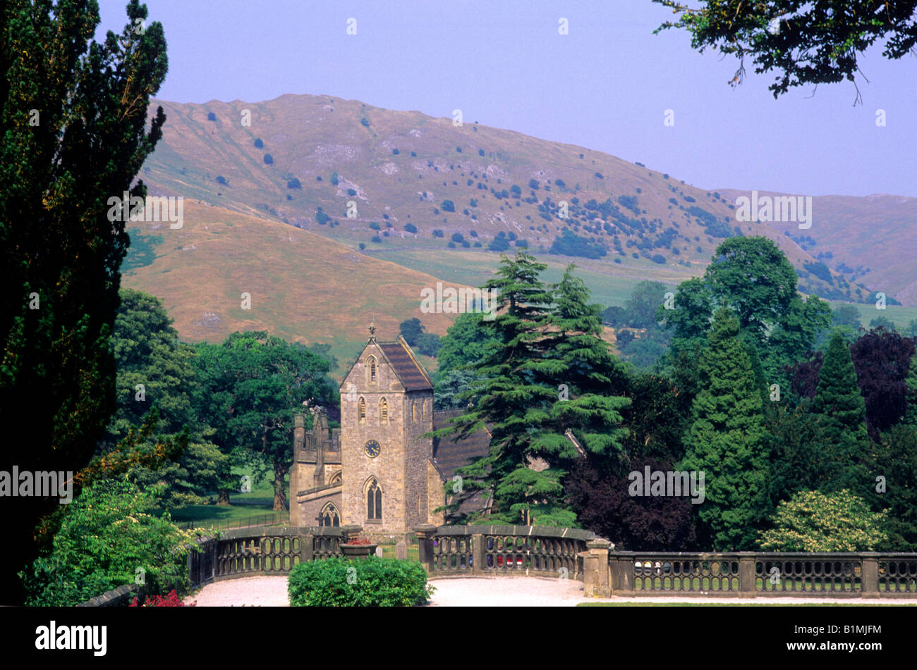 ILAM village St Bernards Church Ilam Park Peak District Derbyshire ...