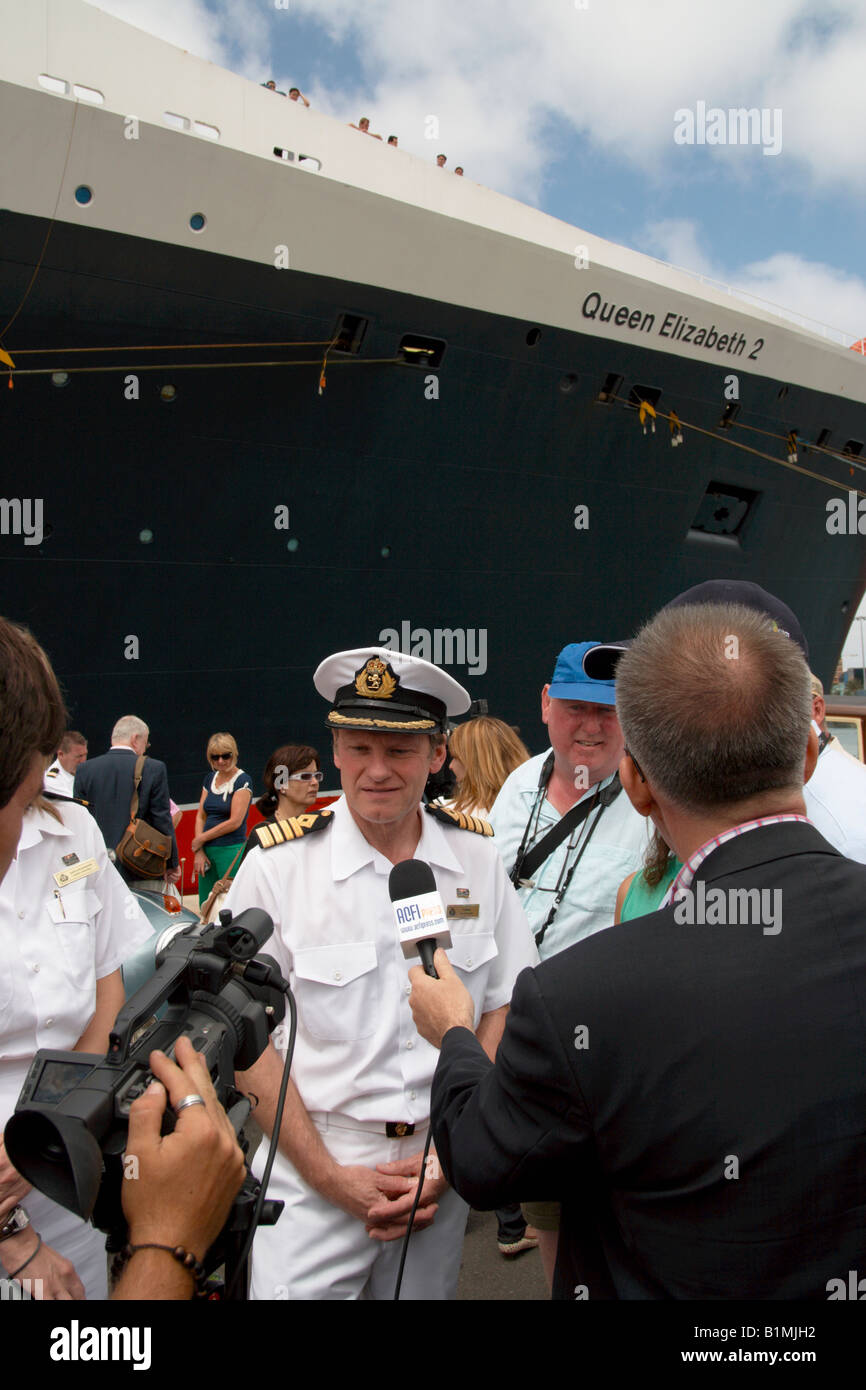 Captain Ian Mcnaught, Captain of the The Cunard line Queen Elizabeth 2 ...